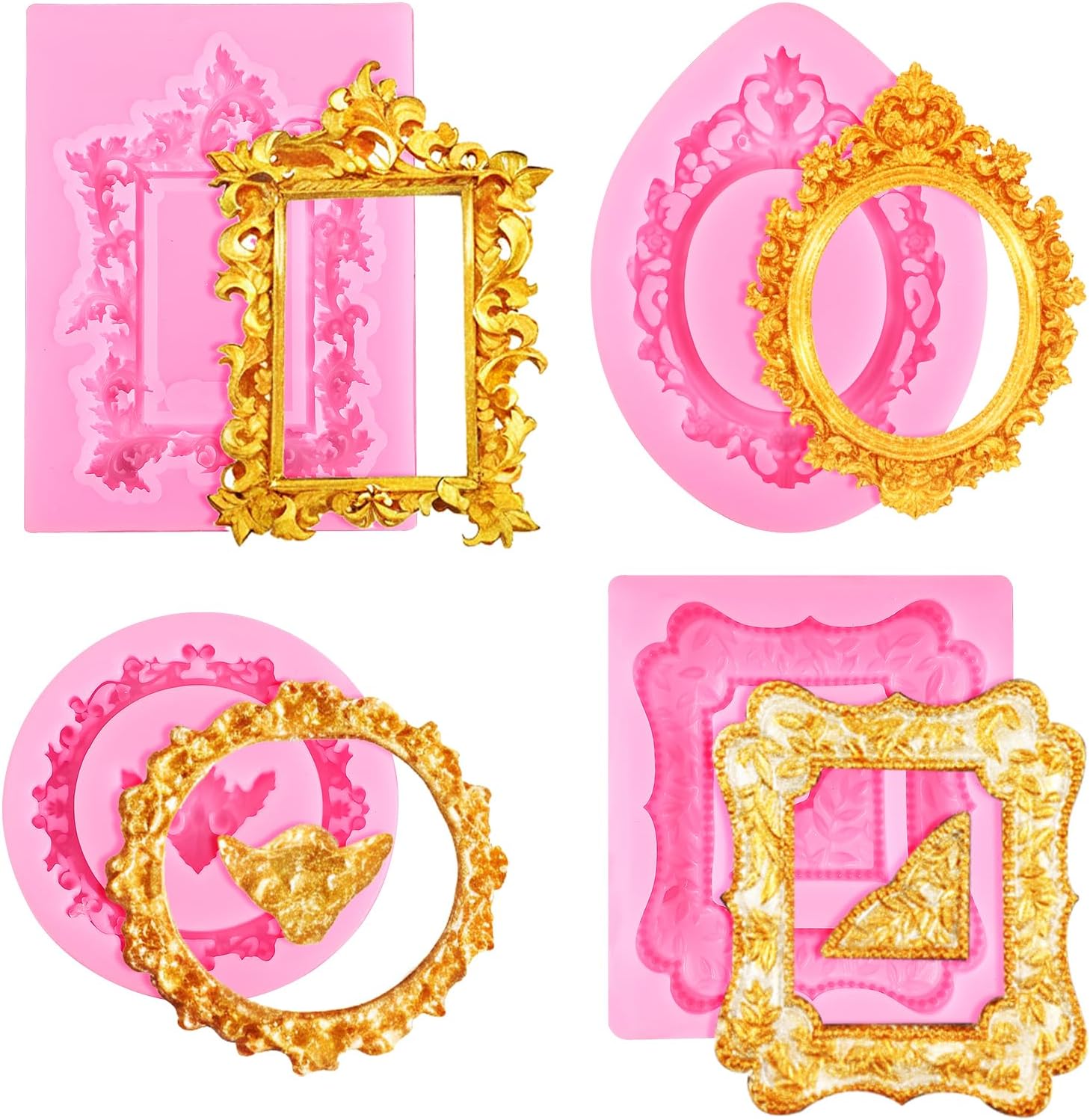 Amazon.com: Photo Frame Silicone Molds Baroque Style Air Dry Clay Molds ...