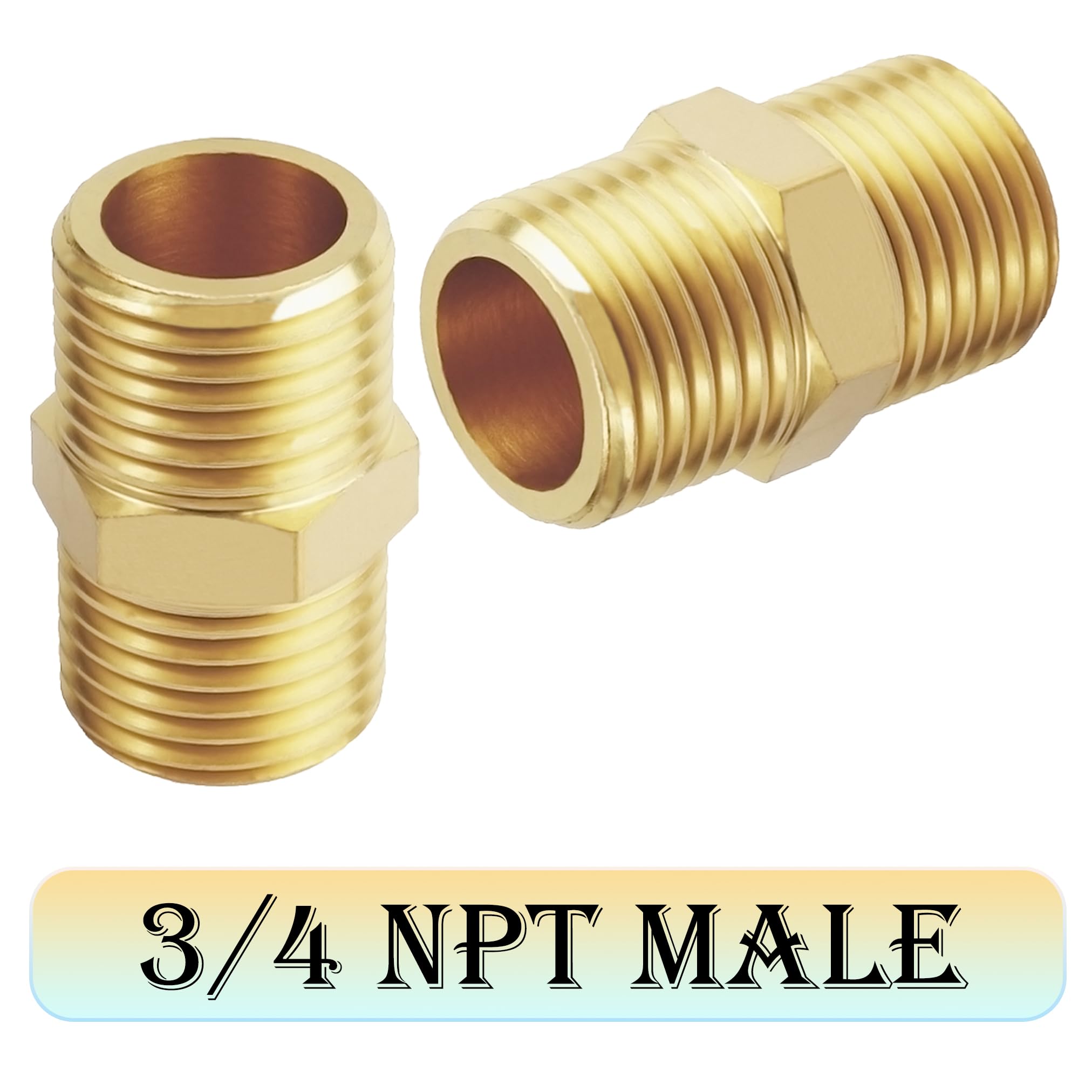 Snapklik.com : 5-Pack 3/4 NPT Male Thread Brass Pipe Nipple Adapter ...