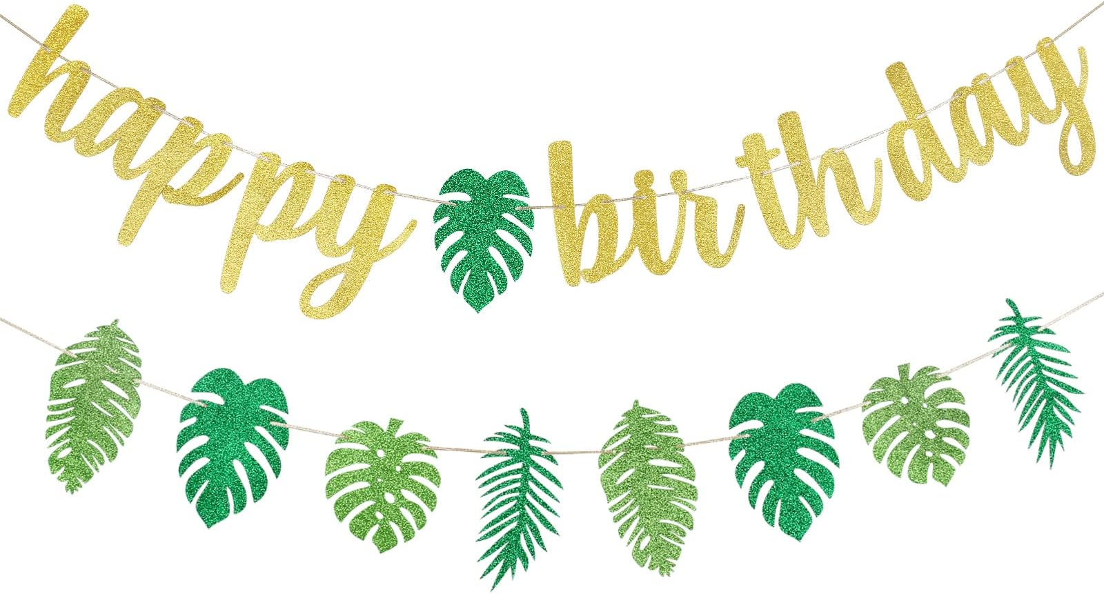 Amazon.com: Hotop 3 Pieces Hawaiian Happy Birthday Banner Tropical ...