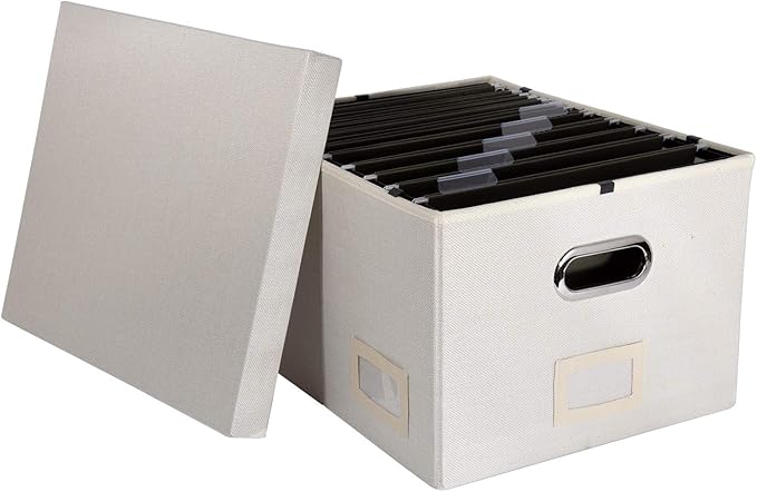 Decorative Fabric Hanging File Folder Box - Storage Organizer with ...