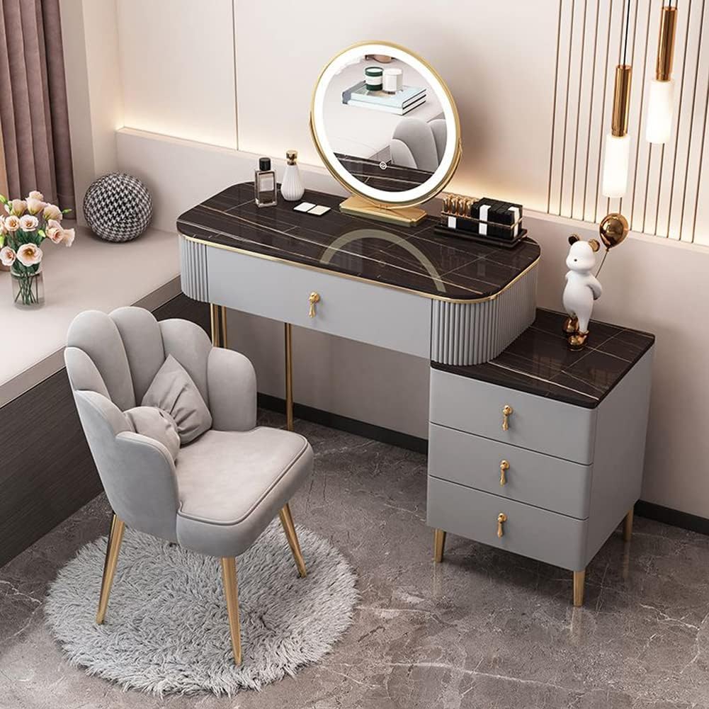 Amazon.com: KWOKING MDF Top Makeup Vanity Desk Table Metal & Engineered ...