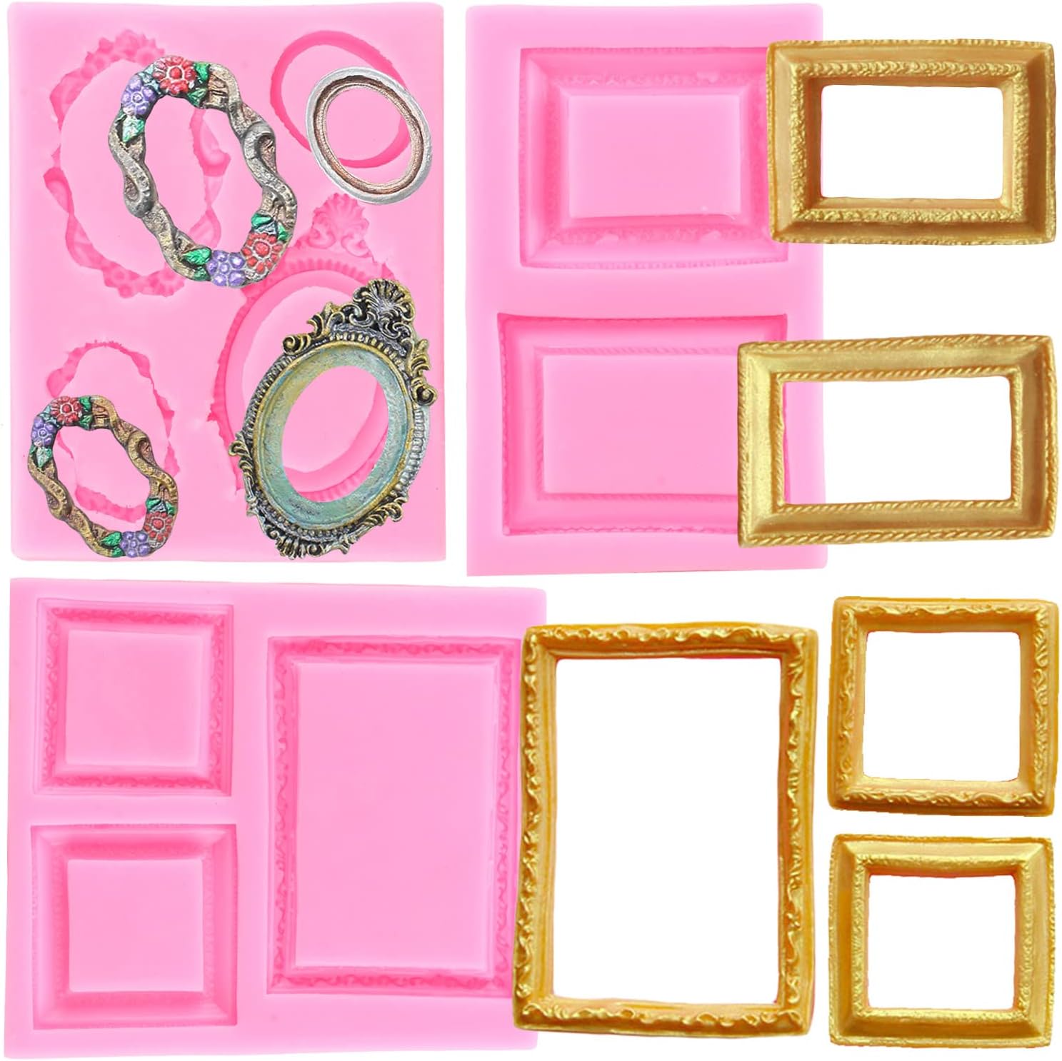 Amazon.com: Mujiang Mirror Frame Silicone Mold Photo Frame Fondant ...