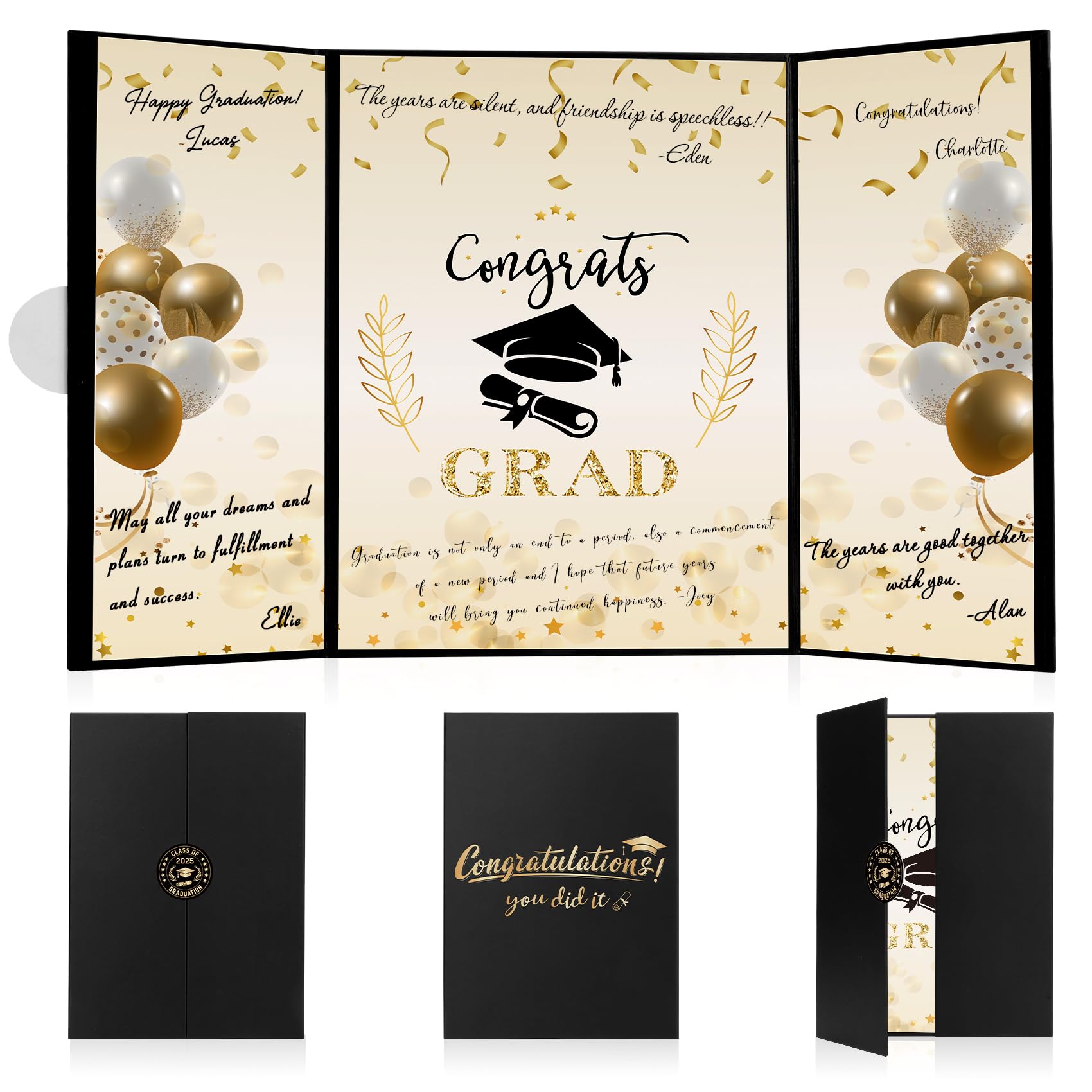 Amazon.com: Graduation Guest Book Black Gold Graduation Party ...