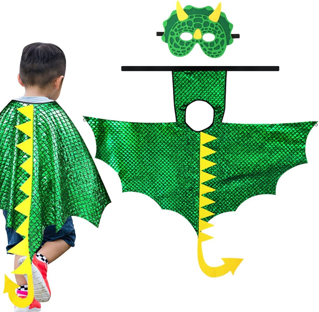 Aurasky Dinozor kostümü, pelerin, çocuk, ejderha kostümü, maskeli ...