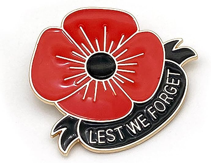 Amazon.com: Lest We Forget Red Poppy Pin for Veterans Day Pin ...