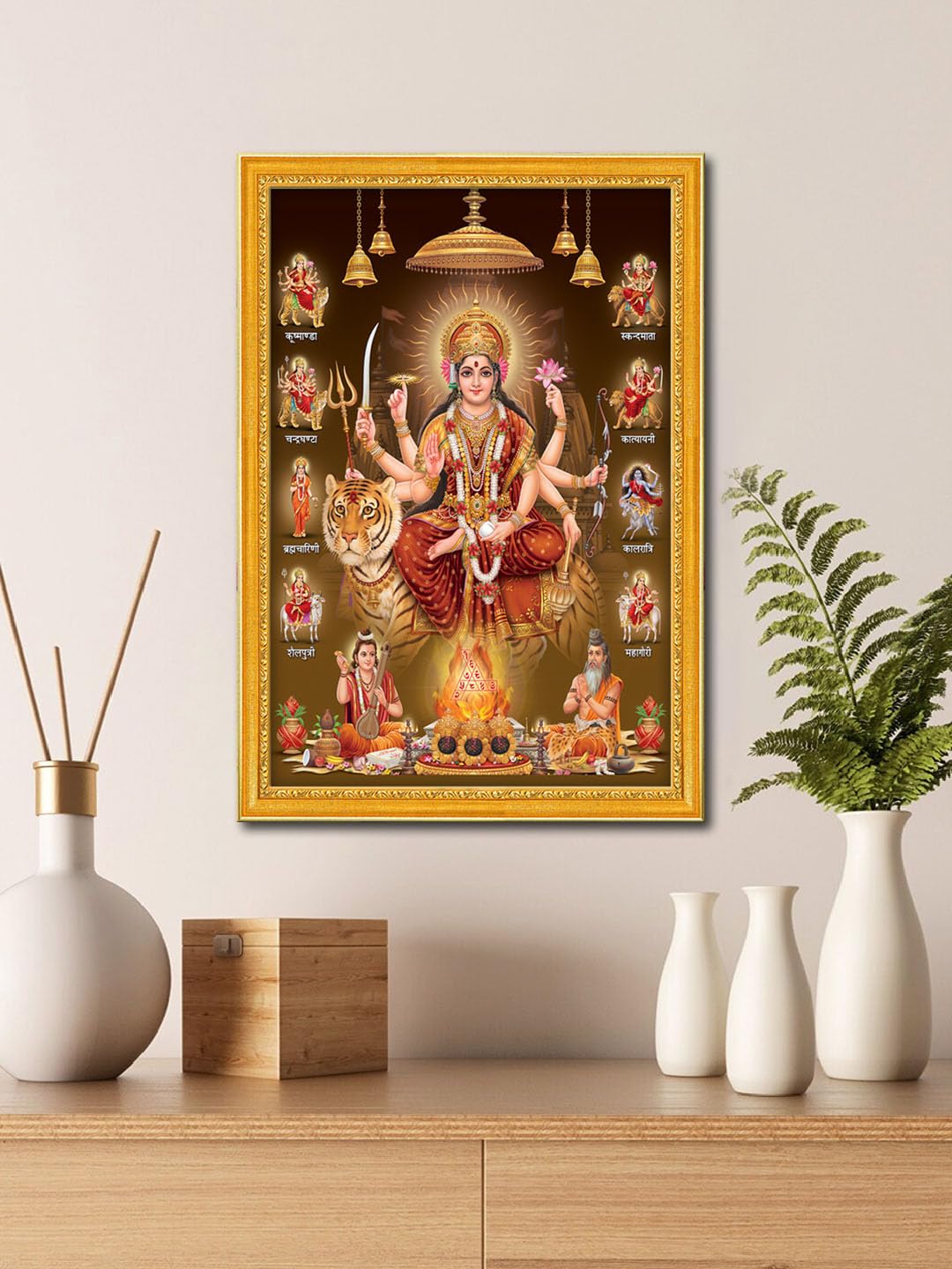 999STORE Nav Durga Mata Rani Photo Painting With Photo Frame For Mandir ...