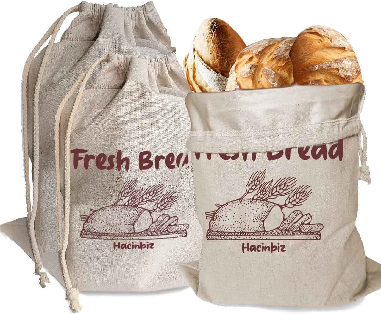 Amazon.com: Linen Bread Bags for Homemade Bread (2 Pack, XL) – Reusable ...