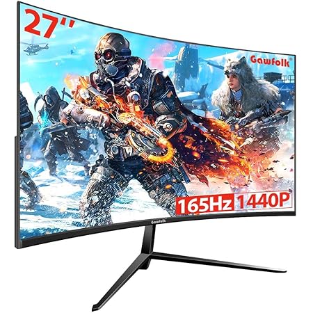 Gawfolk Monitor curvado para juegos de 27 pulgadas 165Hz, 144Hz 2K PC ...