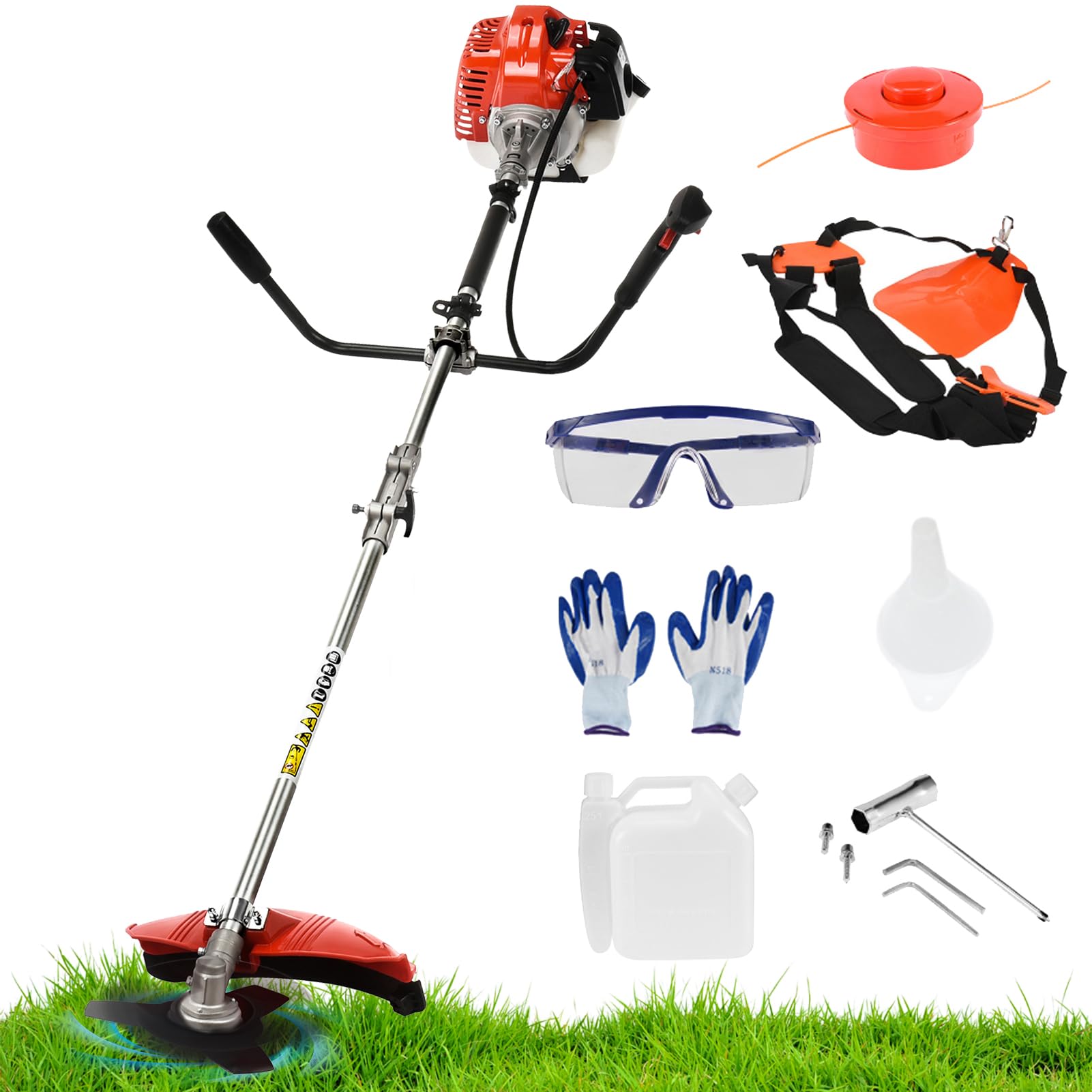 52cc Gas Weed Wacker,2 in 1 Weed Eater Gas Powered with 10.6'' Brush ...