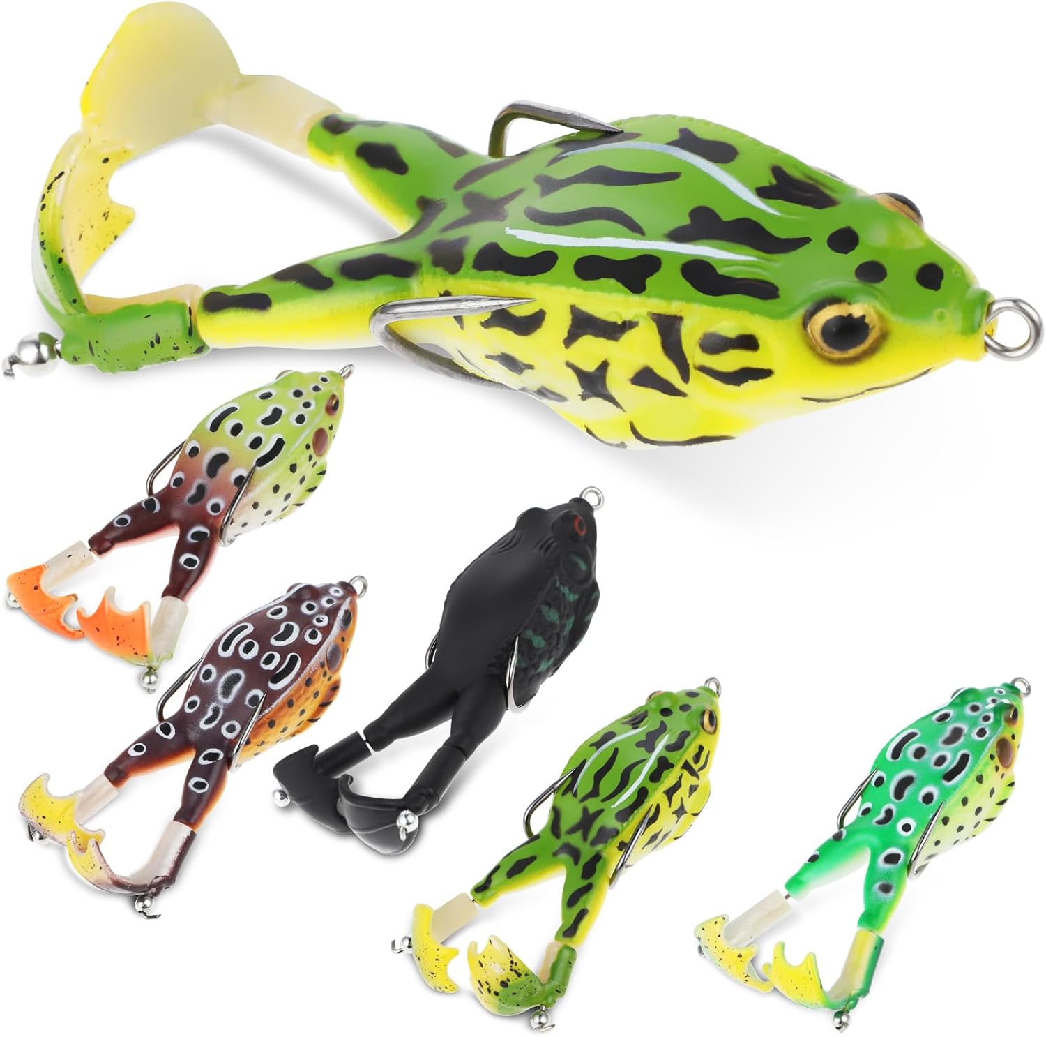 Amazon.com : cobee Realistic Frog Fishing Lures, 5 Pieces Soft Top ...