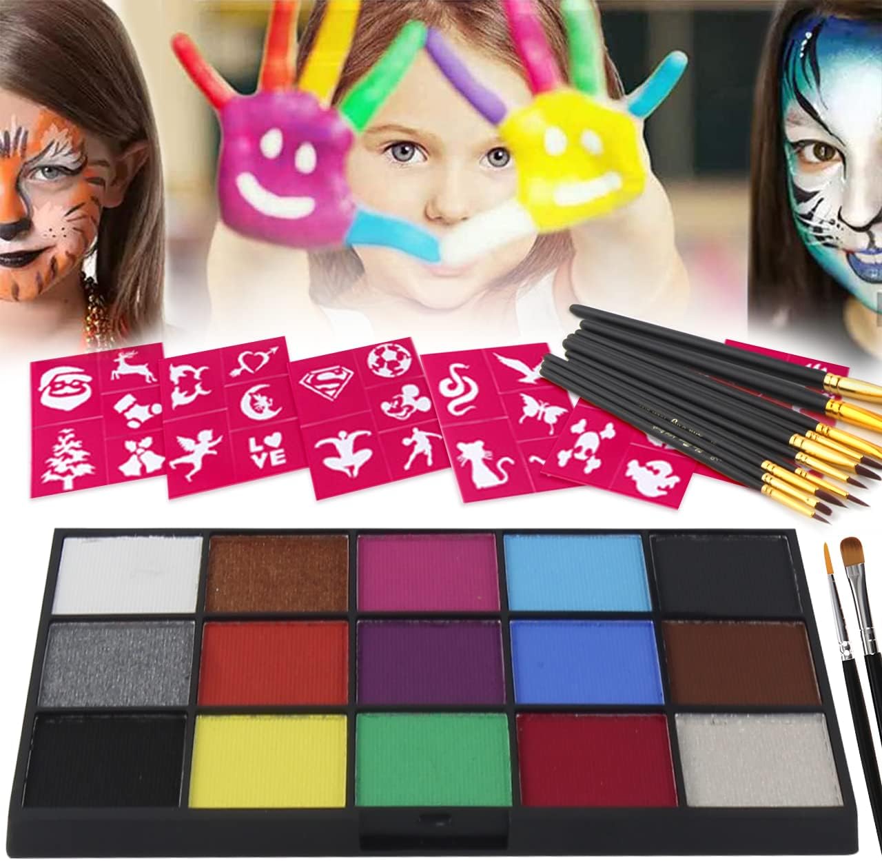 Amazon.com: 15 Color Face Paint Kit, Professional Face Painting Kit SFX ...