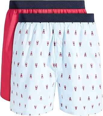 Club Room Mens 2-Pk. Underwear Lobster Solid Boxers Blue Raspberry Red ...