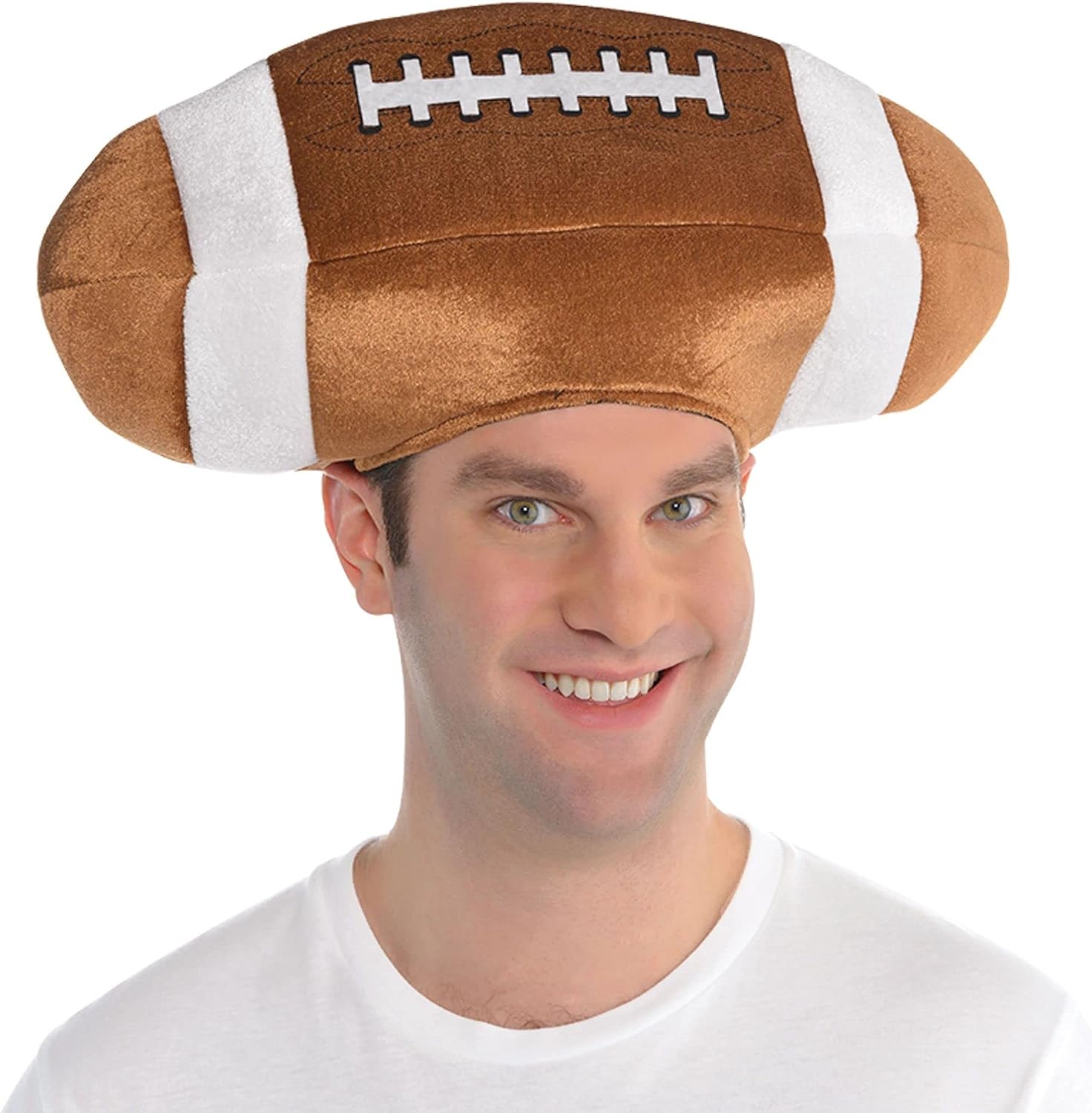 Amazon.com: amscan Football Hat Party Costume One Size Brown/White 1 Pc ...