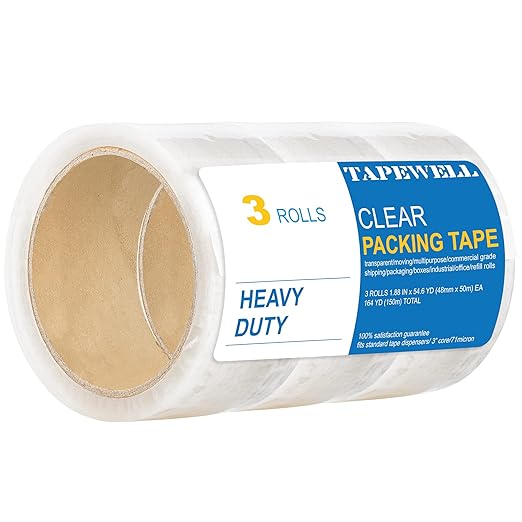 Amazon.com: Tapewell Shipping Tape Rolls - Clear Packing Tape 1.88 Inch ...