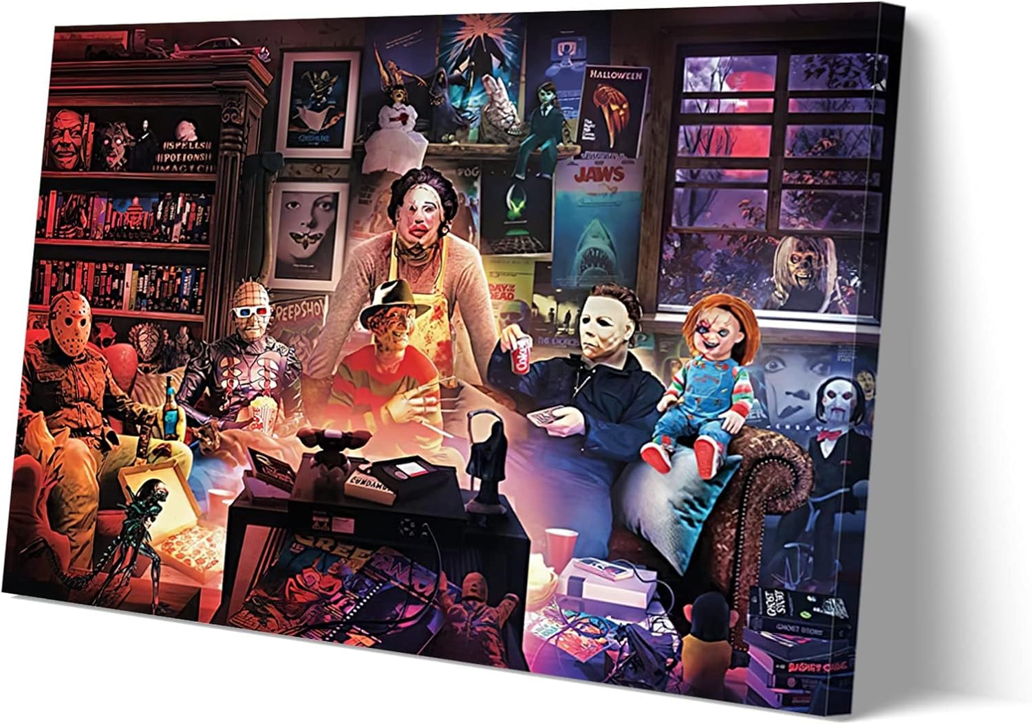 Amazon.com: Horror Movie Poster Halloween Poster HD Characters Gathering Canvas Wall Art Print ...
