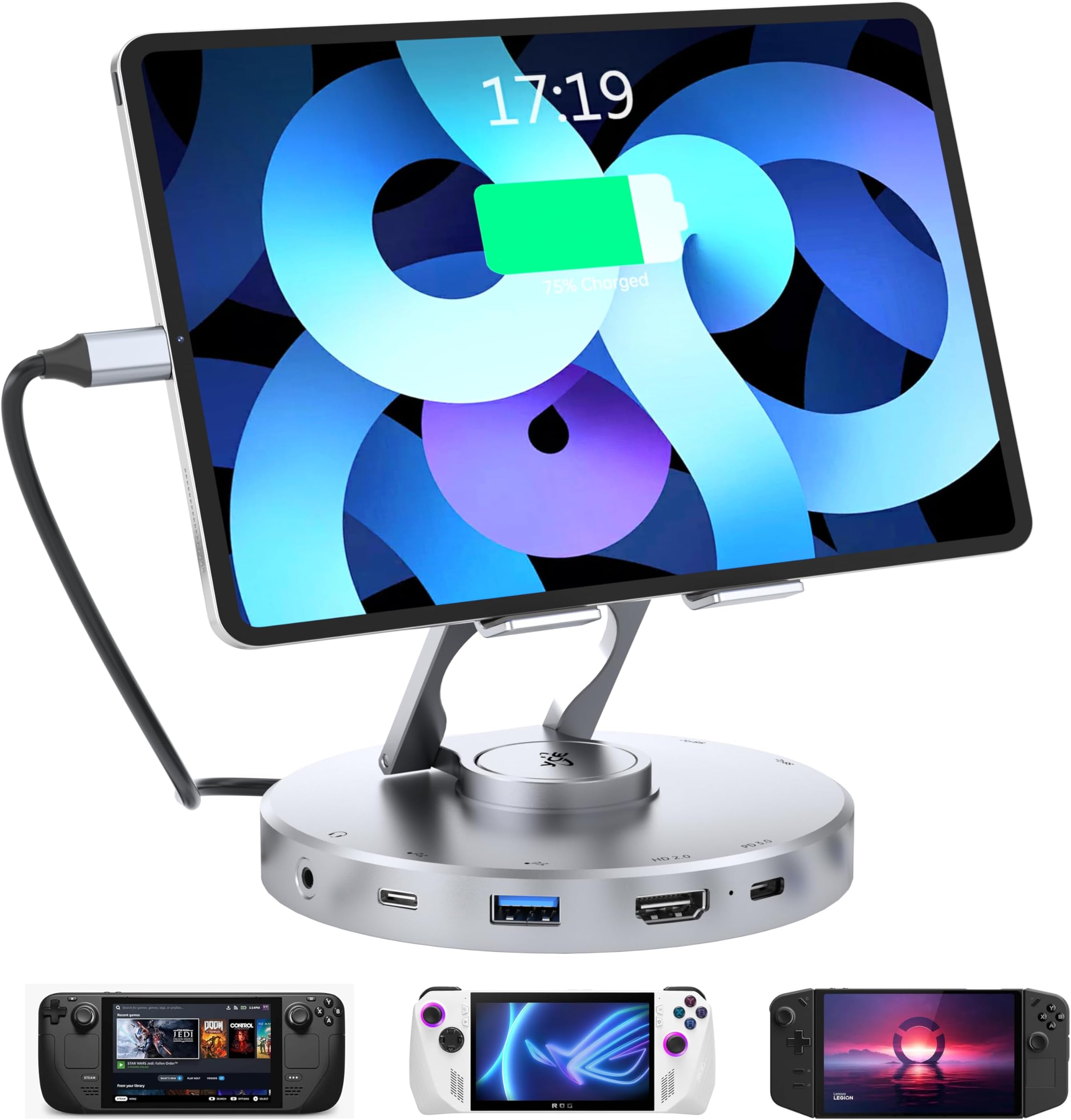 Amazon.com: Foldable Stand 10 in 1 Laptop Docking Station iPad USB C ...