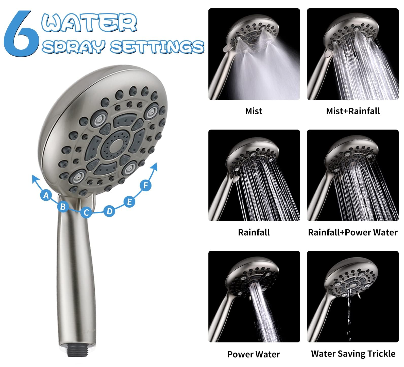 Snapklik.com : G-Promise Handheld Shower Head High Pressure 6 Spray ...