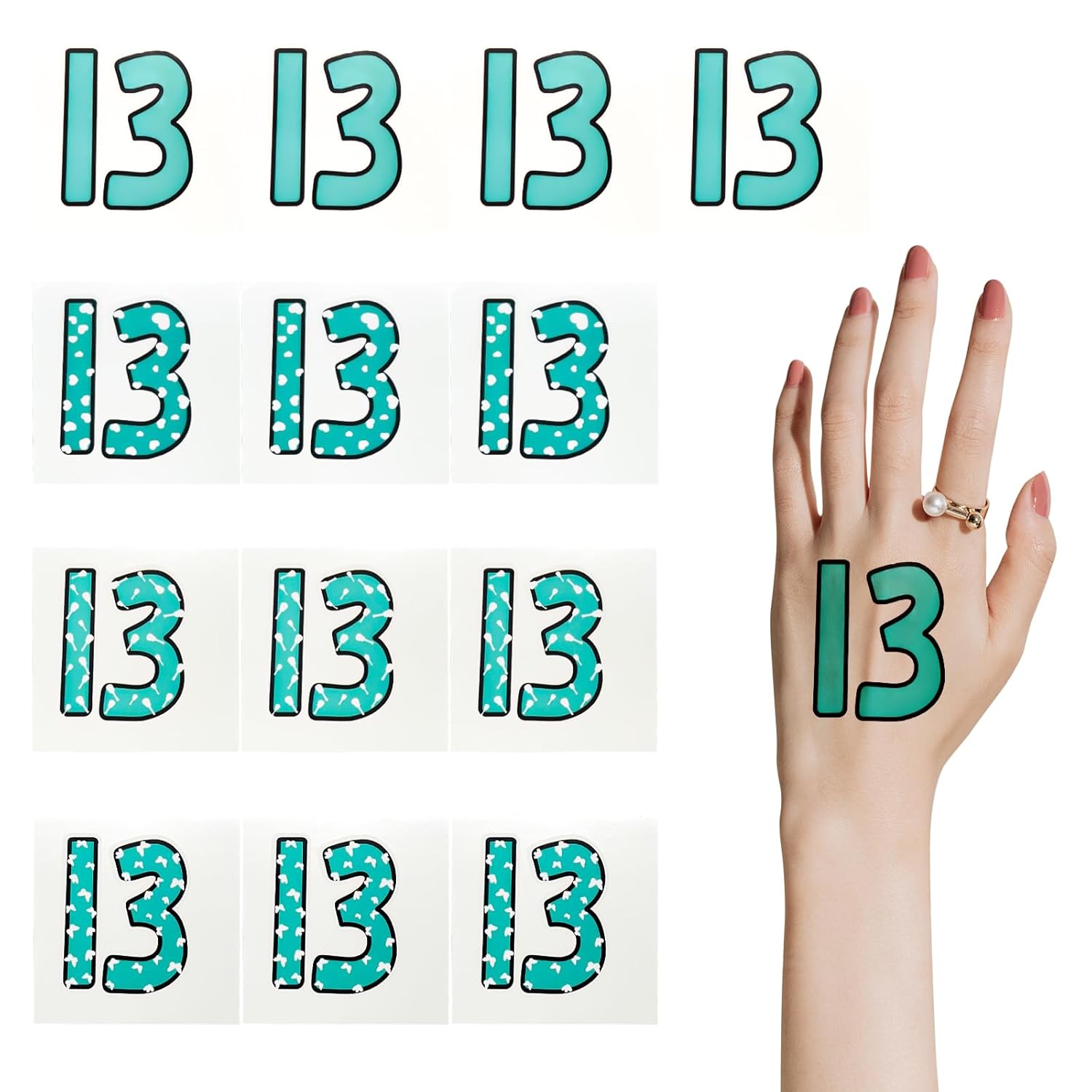 Amazon.com : VERSAINSECT Number 13 Temporary Tattoos Stickers Eras Tour ...