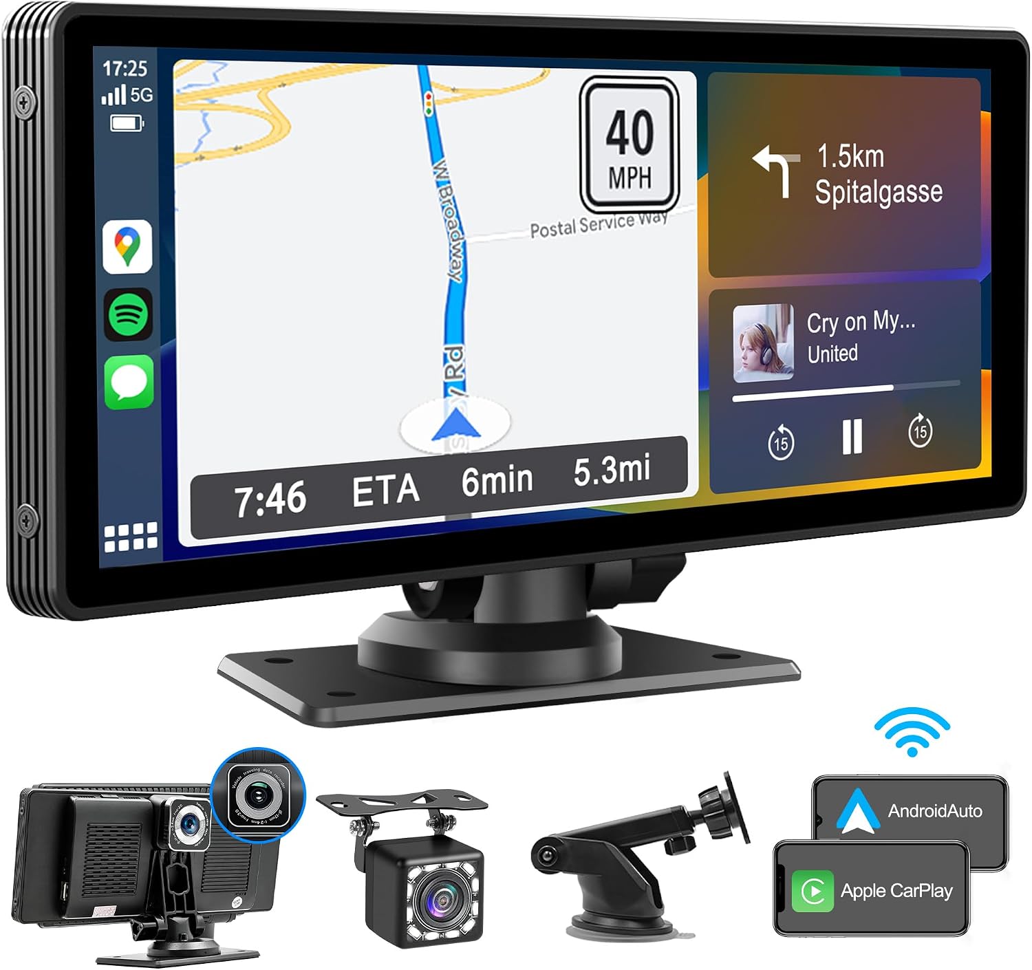 Amazon.com: WERESOUND Portable Wireless Carplay Car Stereo with Dash ...