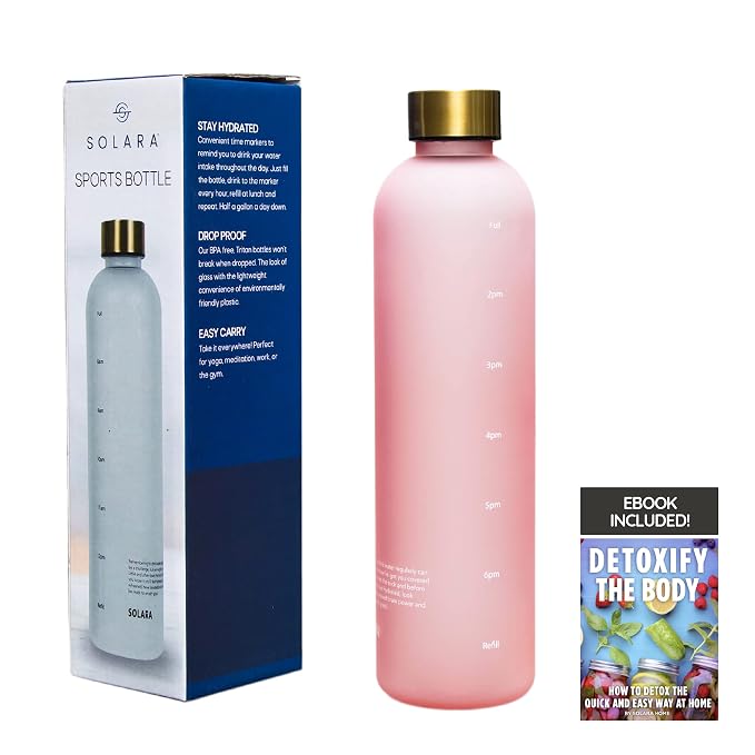 SOLARA Water Bottle Large with Motivational Time Marker & Removable ...