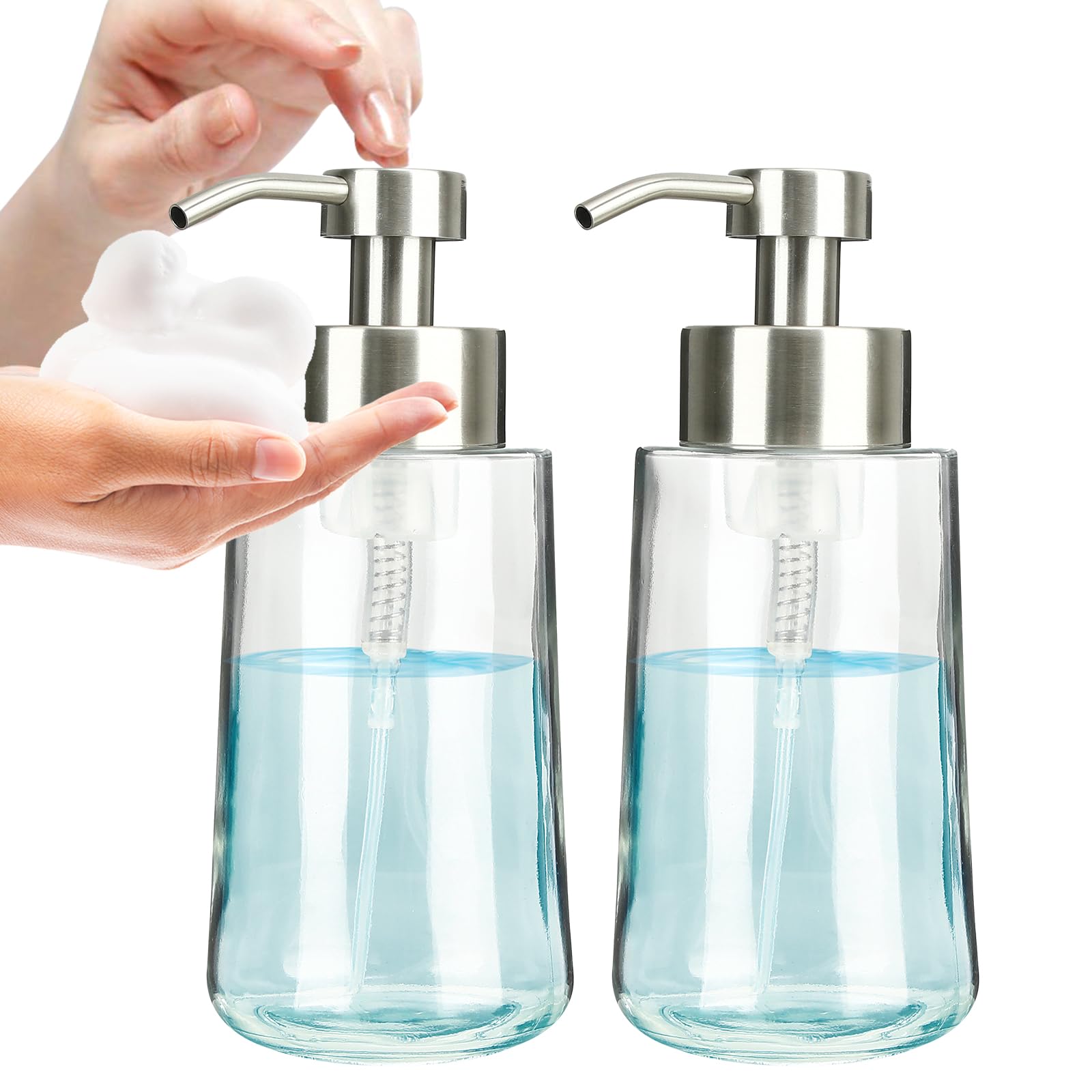 Amazon.com: Doiliese Foaming Hand Soap Dispenser Set, 17 oz Large Glass ...