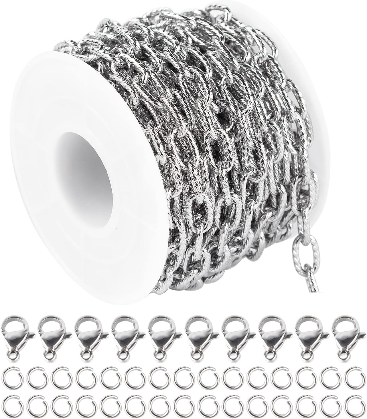 Amazon.com: UMAOKANG 16.4 Feet 304 Stainless Steel Chains Bulk Embossed ...