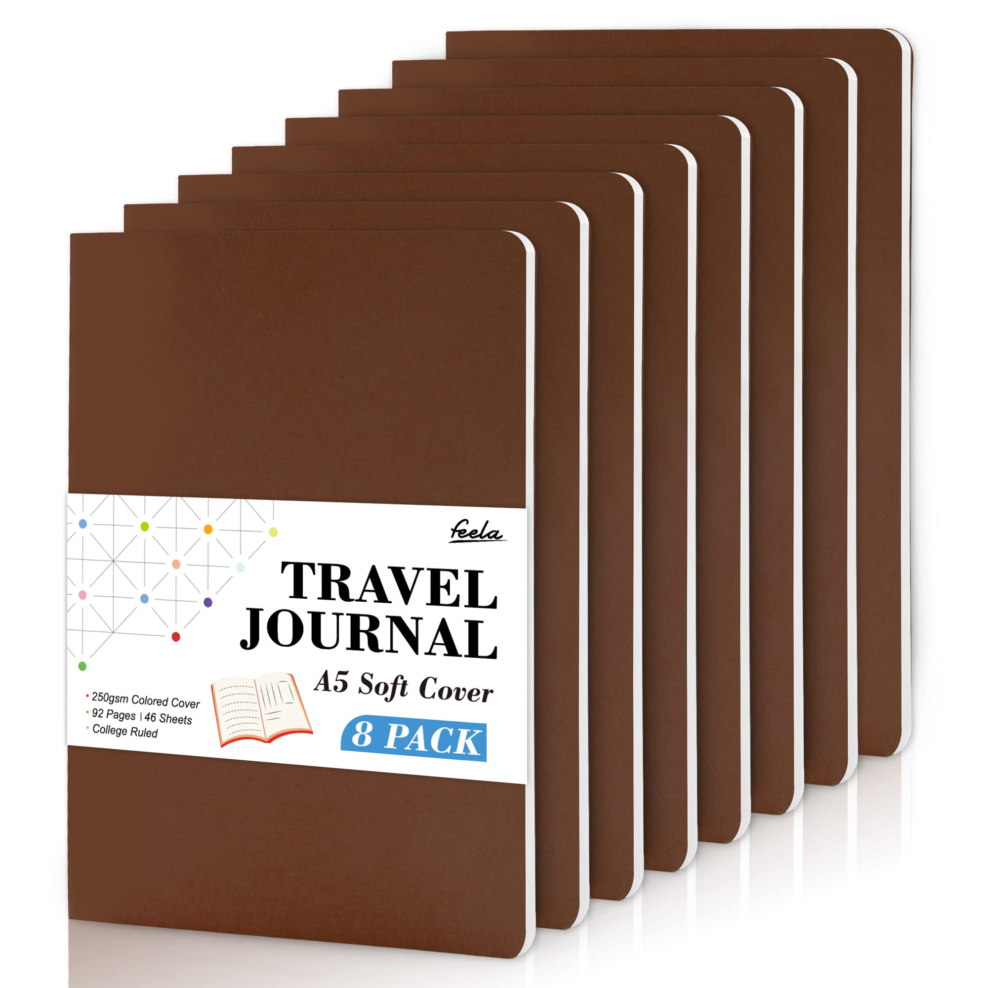 Amazon.com : feela 8 Pack Soft Cover Journal Bulk, Notebooks College Ruled for Work, Lined ...