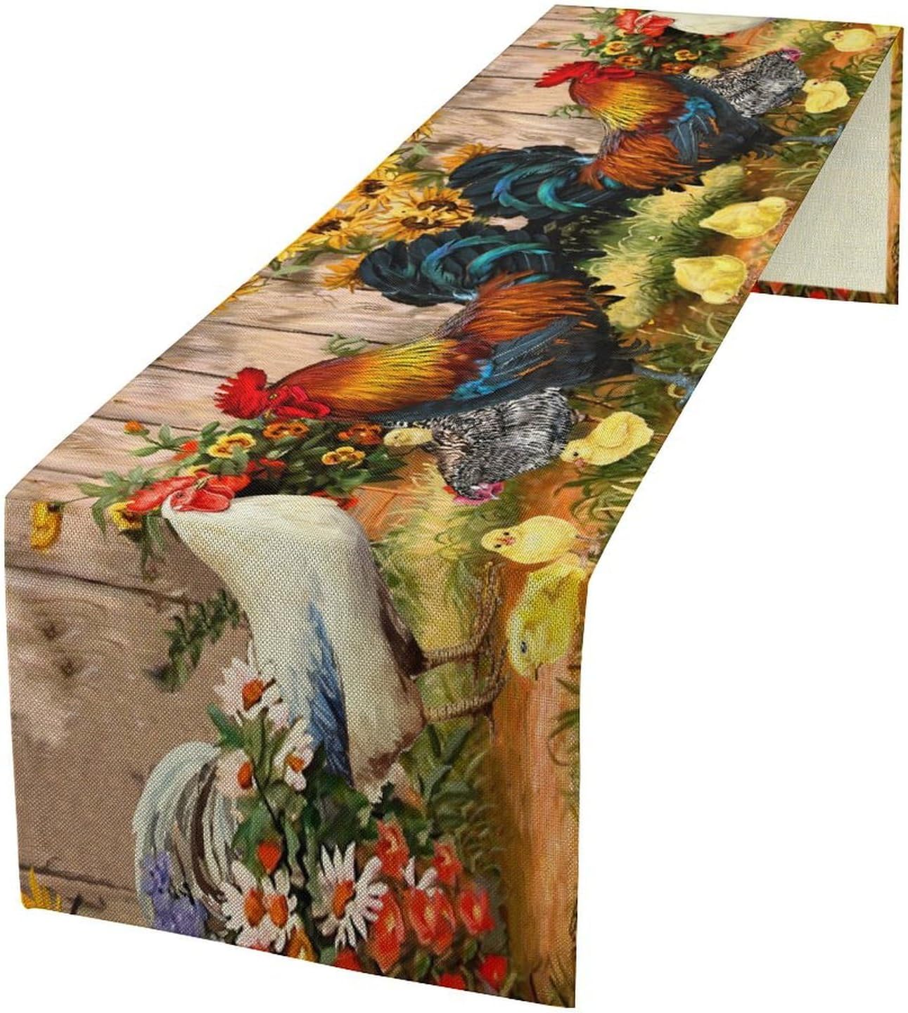 Amazon.com: Cackleberry Home Farmhouse Chicken Table Runner Cotton ...