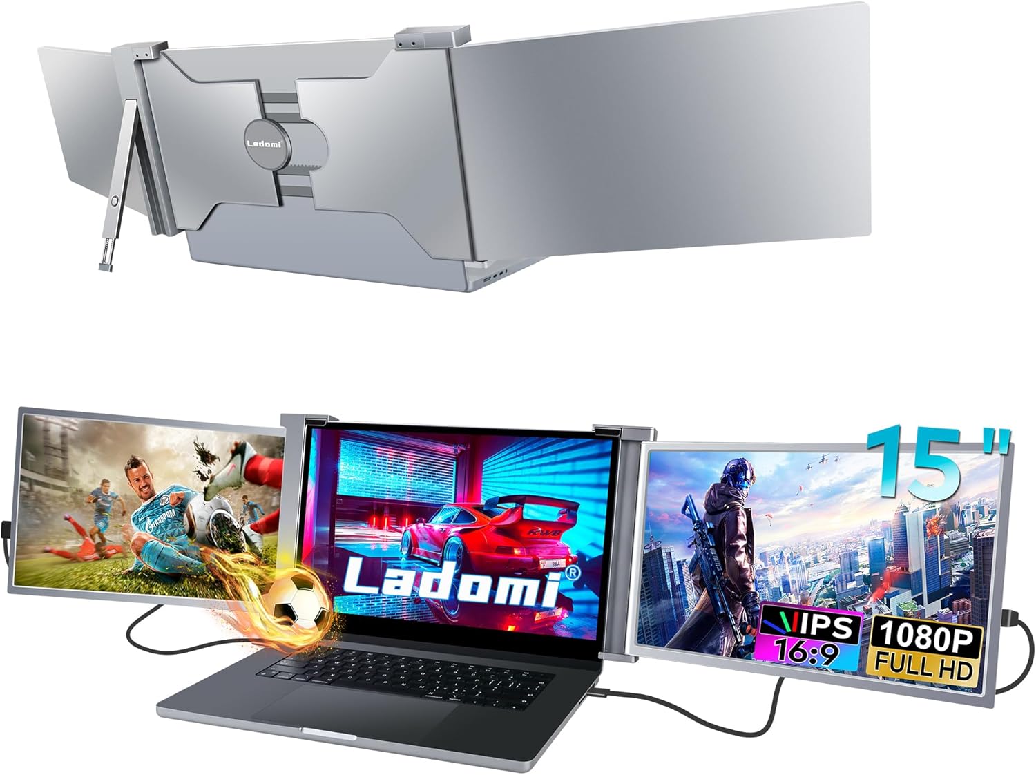 Amazon.com: 15" Triple Screen Laptop Monitor Extender, 1080P HD Laptop ...