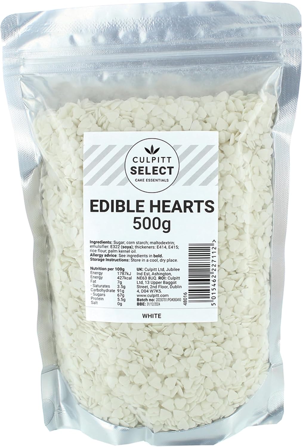 Culpitt Select Edible Hearts | White Cake Sprinkle Decorations For ...