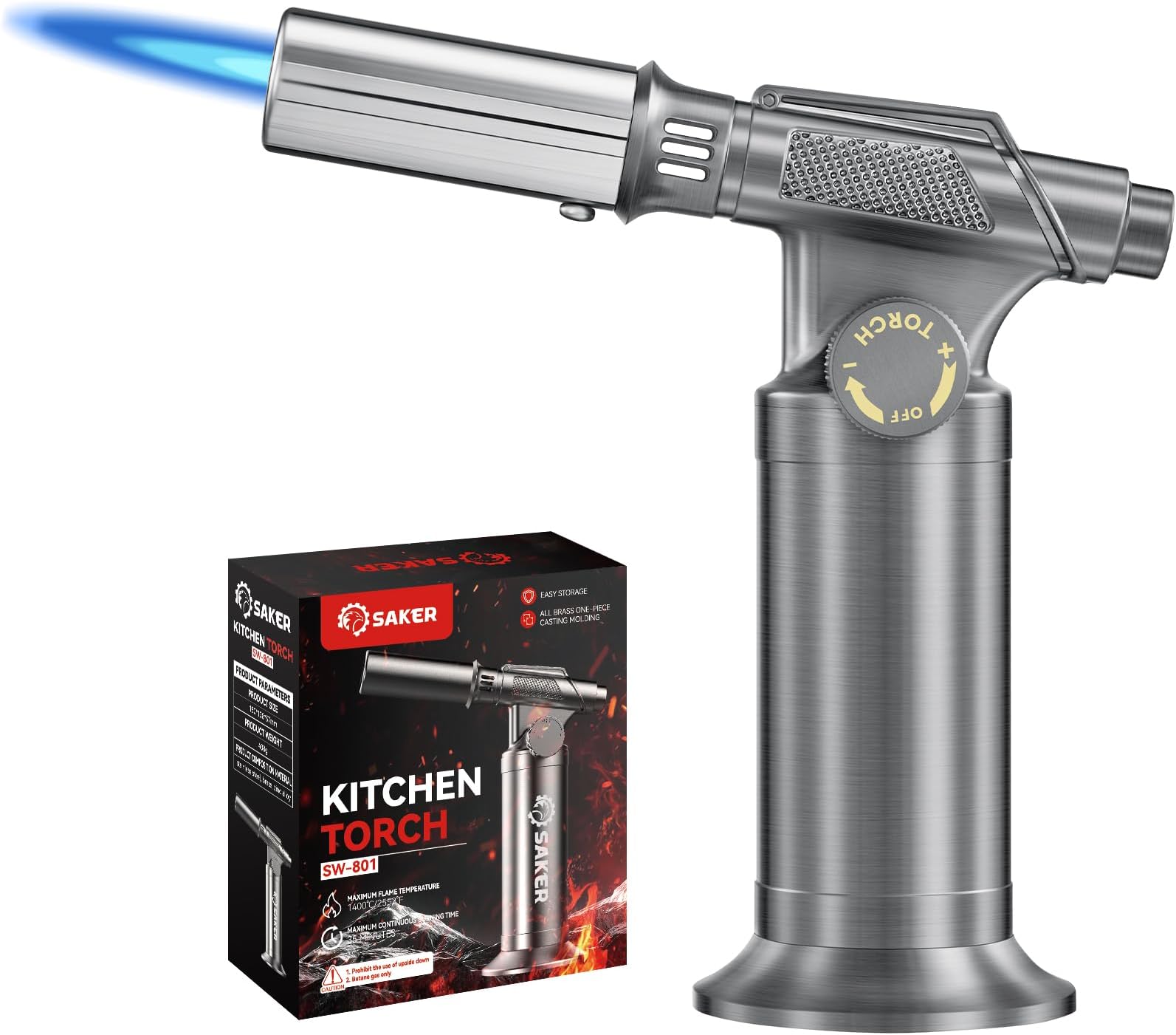 Amazon.com: SAKER Butane Torch Lighters,Refillable Blow Torch,Creme ...