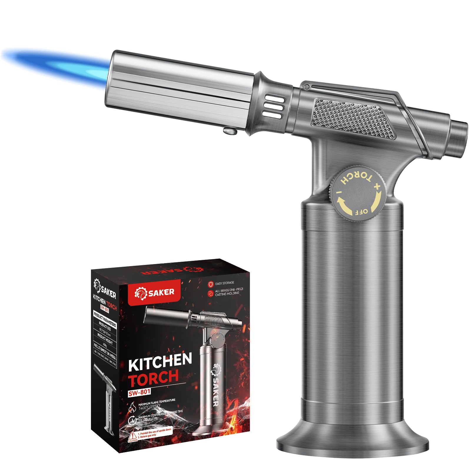 Amazon.com: SAKER Butane Torch Lighters,Refillable Blow Torch,Creme ...