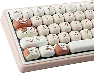 PBT Keycaps 147 Keys MOG Profile Keycaps, Dessert Cat Keycap Dye-Sublimation Pink Cute Keycap ...