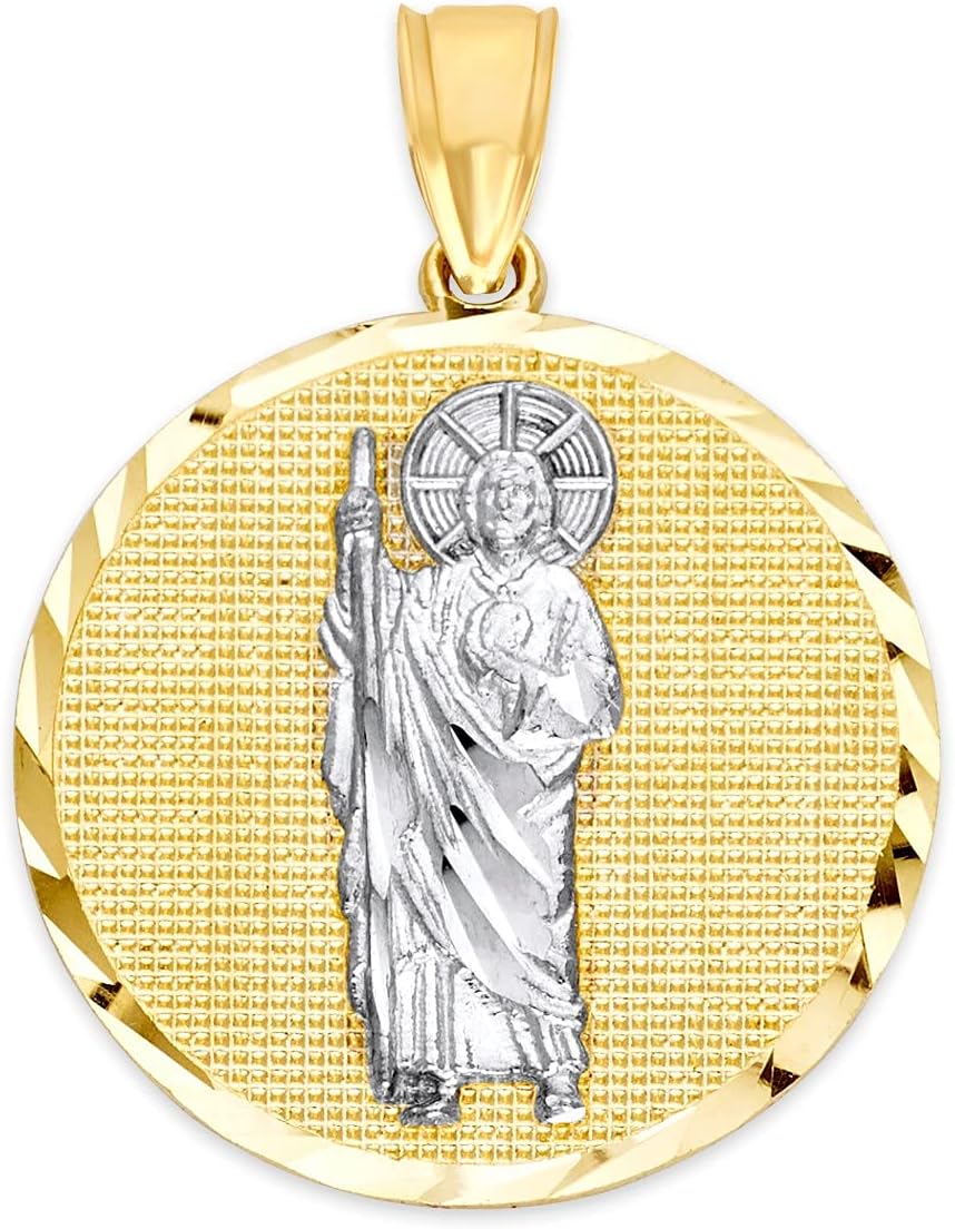 10k Real Solid Gold Two Tone St. Jude Coin Pendant, Patron Saint Judas ...
