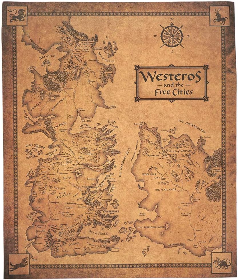 GoT Poster Set of 3 with World Map Westeros Family Tree – BigaMart