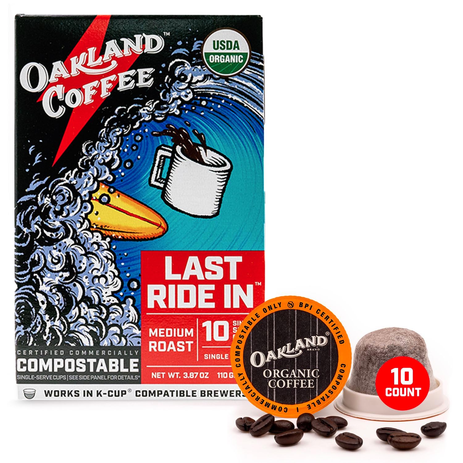 Amazon.com: Oakland Coffee Last Ride In - 10 Organic Coffee Pods Medium ...