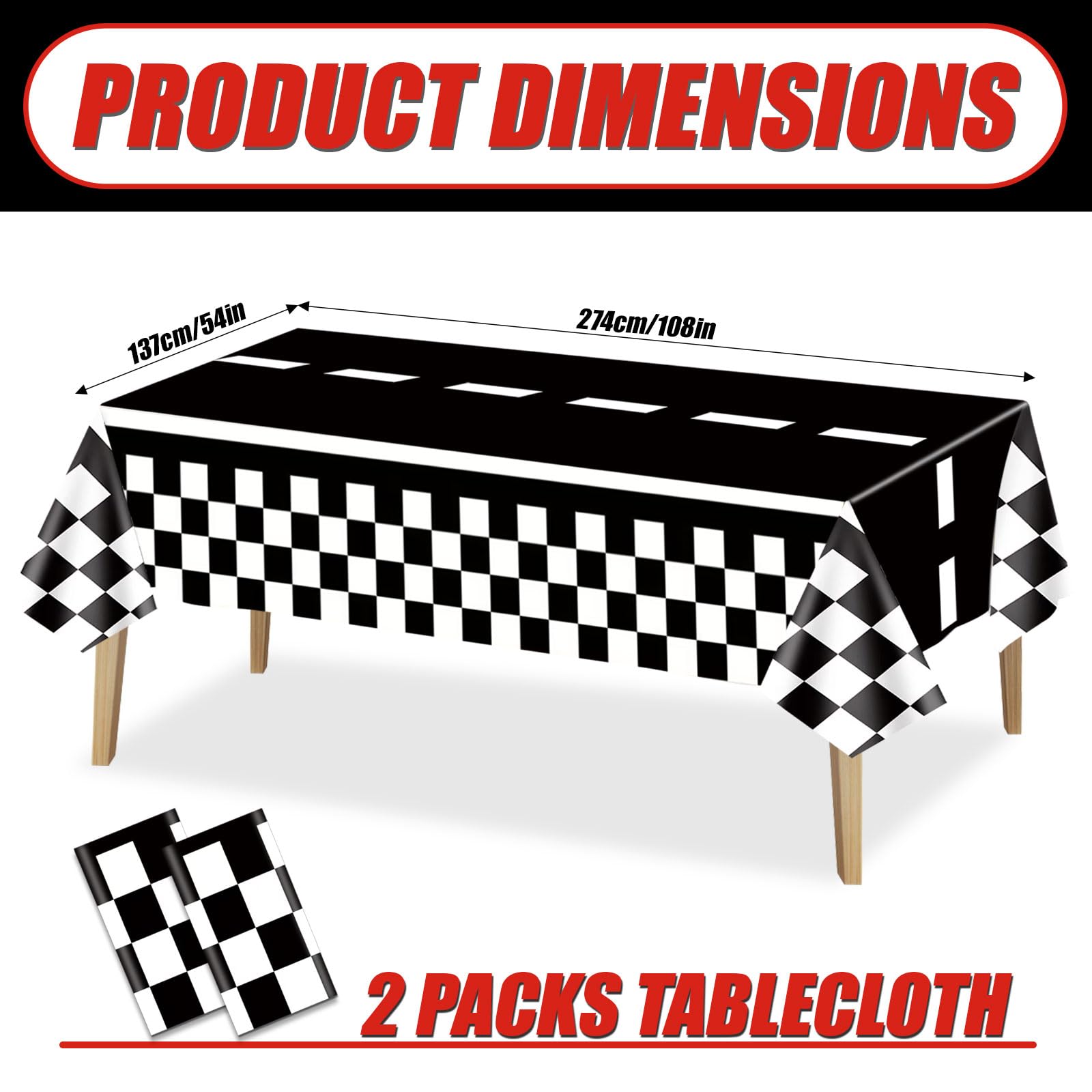 Snapklik.com : 2 Pack Race Car Tablecloth 54 X 108 Inches Black And ...