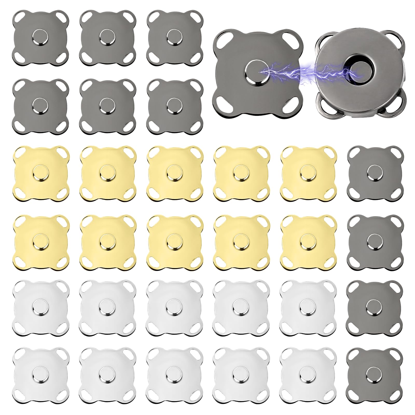 Amazon.com: Magnetic Buttons, 30 Sets 14mm Metal Plum Magnetic Snaps ...