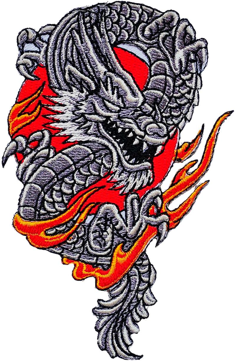 Amazon.com: TH Red Dragon Biker Logo Patches Sew Iron on Embroidered ...