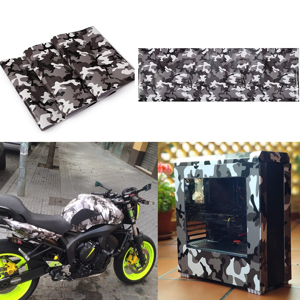 Snapklik.com : LZLRUN Car Camouflage Vinyl Wrap Film Roll Arctic Snow ...