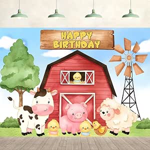 Amazon.com : 7x5ft Farm Red Barn Birthday Backdrop Barn House Haystack ...