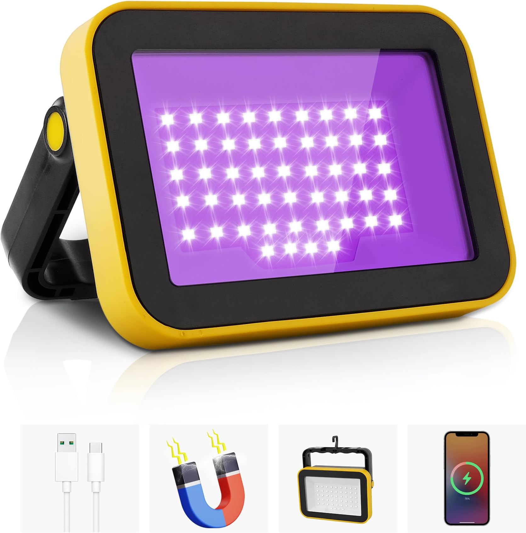 Neonic Rechargeable UV LED Black Light, Battery Operated Powered ...