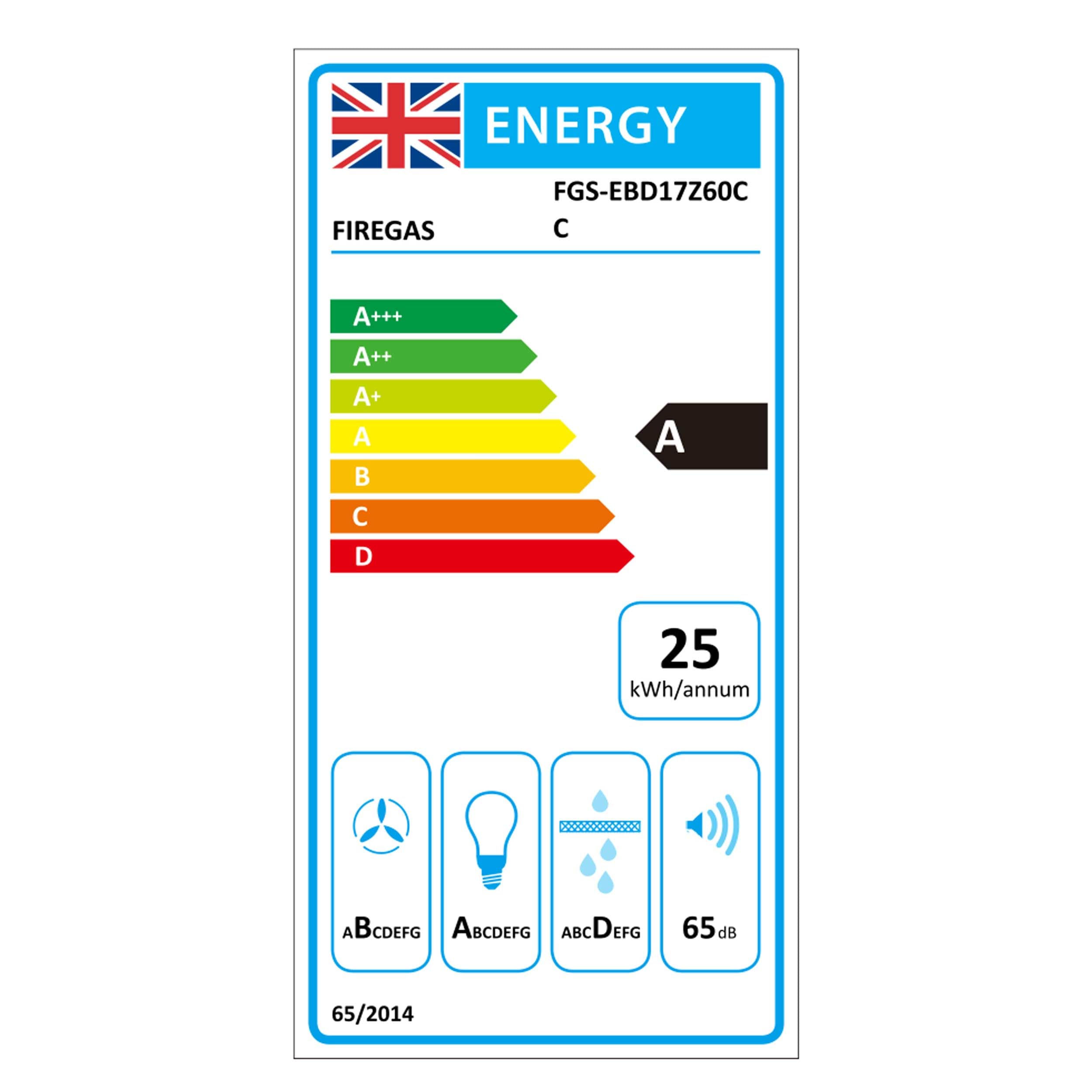 FIREGAS Cooker Hood 60cm Black Traditional Chimney Kitchen Extractor ...