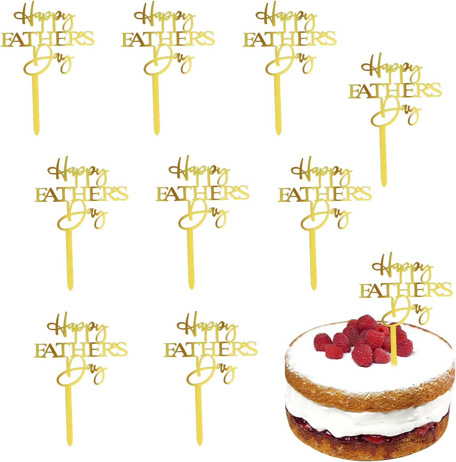 Amazon.com: EDUEE Happy Father's Day Cake Toppers 10pcs Acrylic Cupcake ...