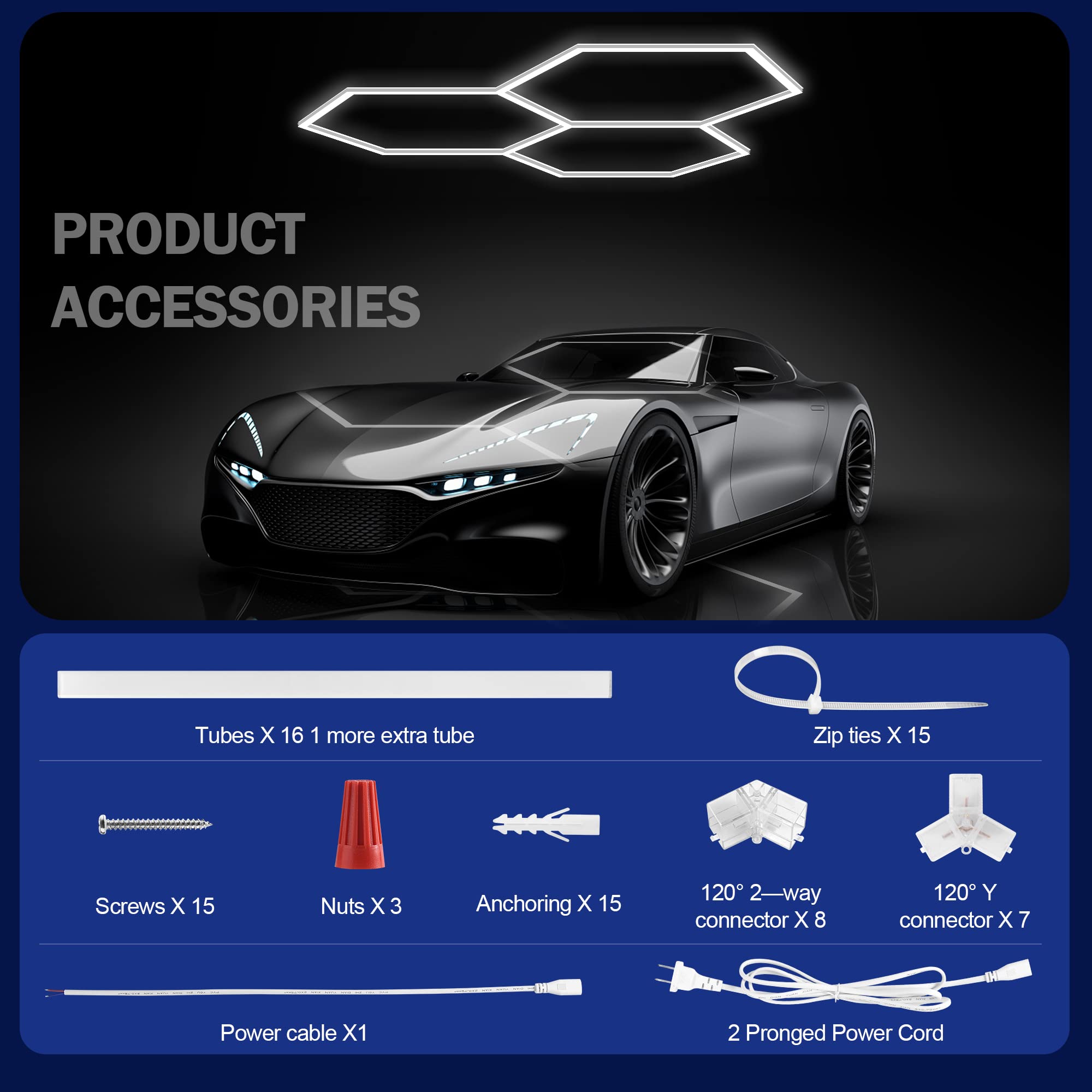 Snapklik.com : Hexagon LED Garage Light, 3 Level Dimming 105W 12600LM ...
