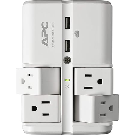 Amazon.com: APC Wall Outlet Surge Protector with USB Ports, PE4WRU3, (4 ...