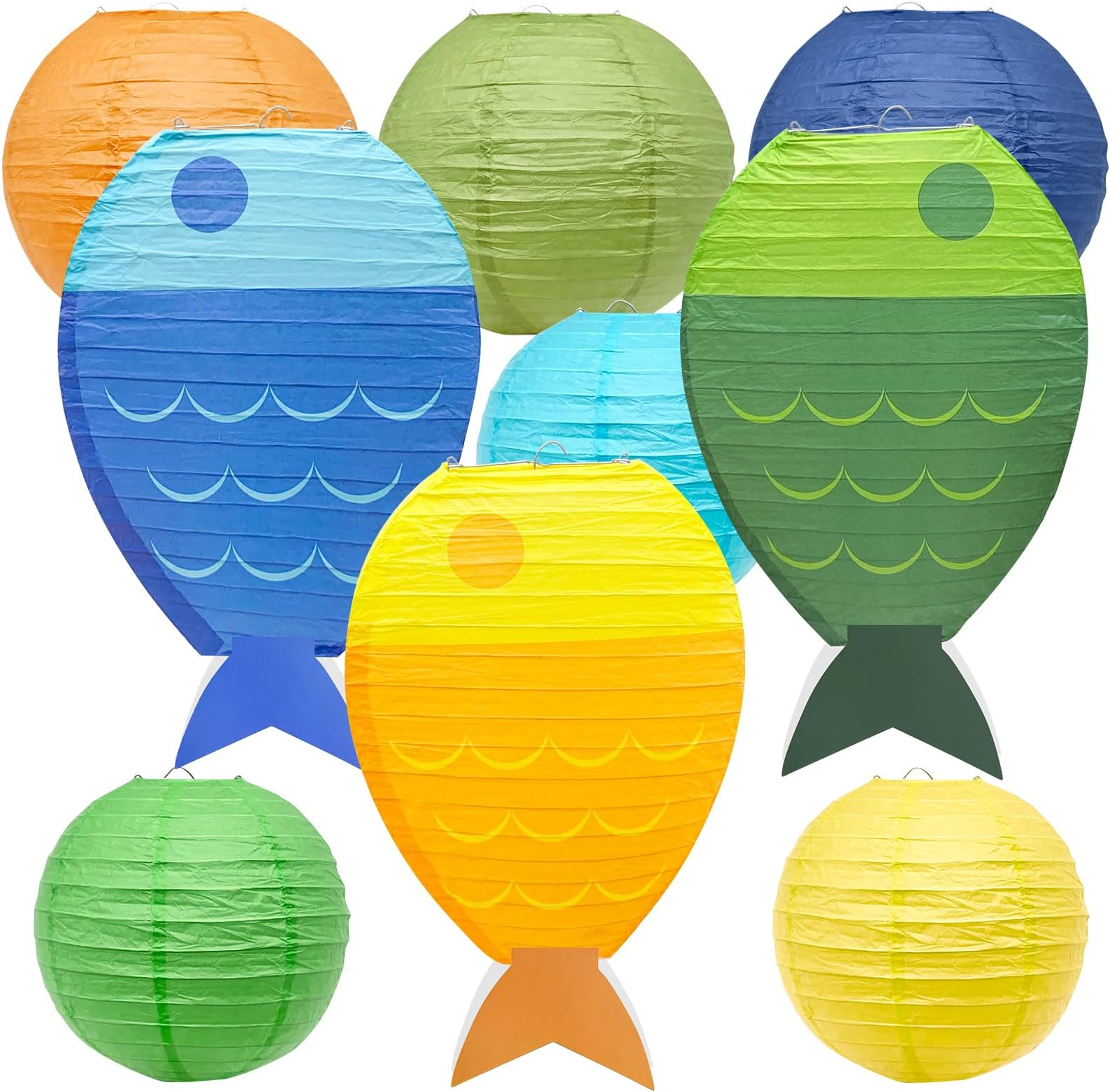 Celehappy Fish Shaped Paper Hanging Lanterns, 9 Pcs 12 inch Fishing ...