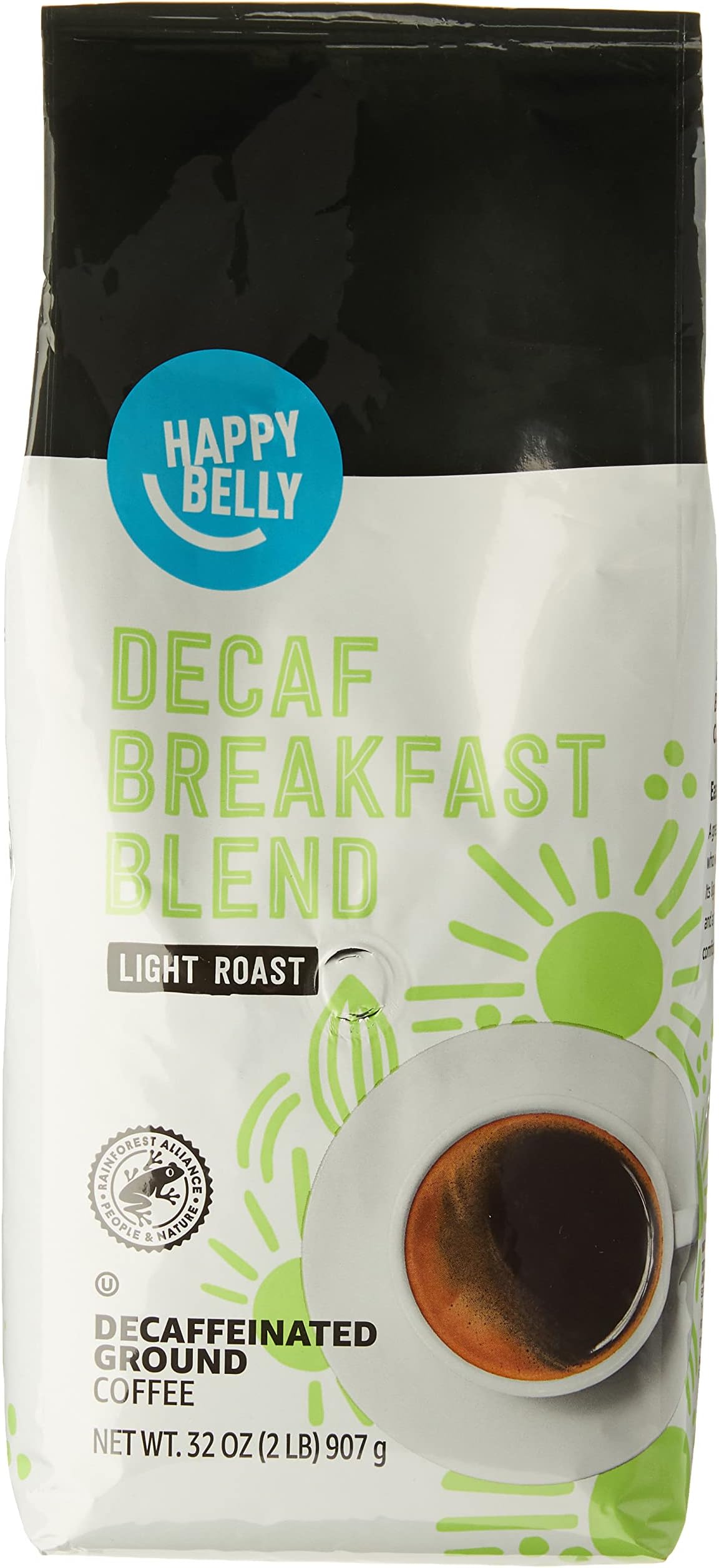 Amazon.com: Amazon Brand - Happy Belly Decaf Breakfast Blend Ground ...