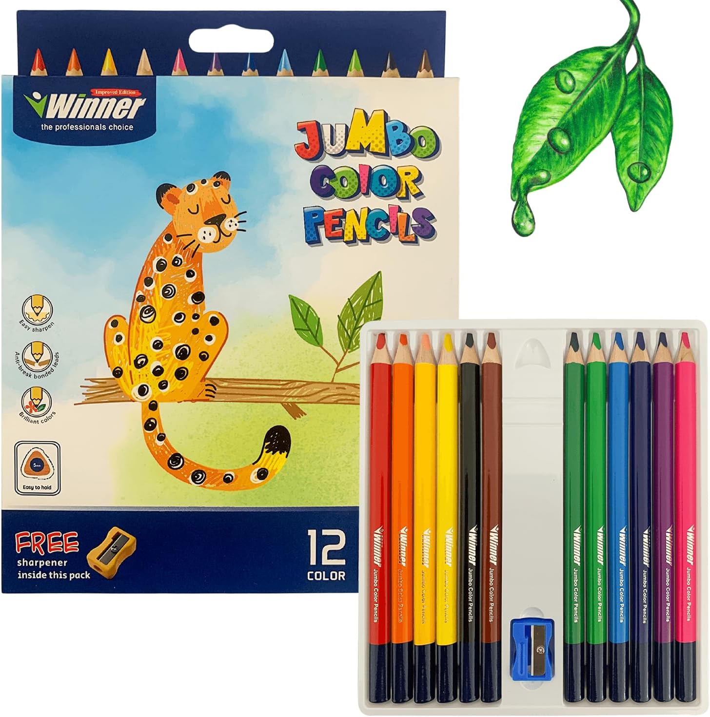 Amazon.com : grandor Jumbo Colored Pencils - 12 Extra Thick Pencils ...