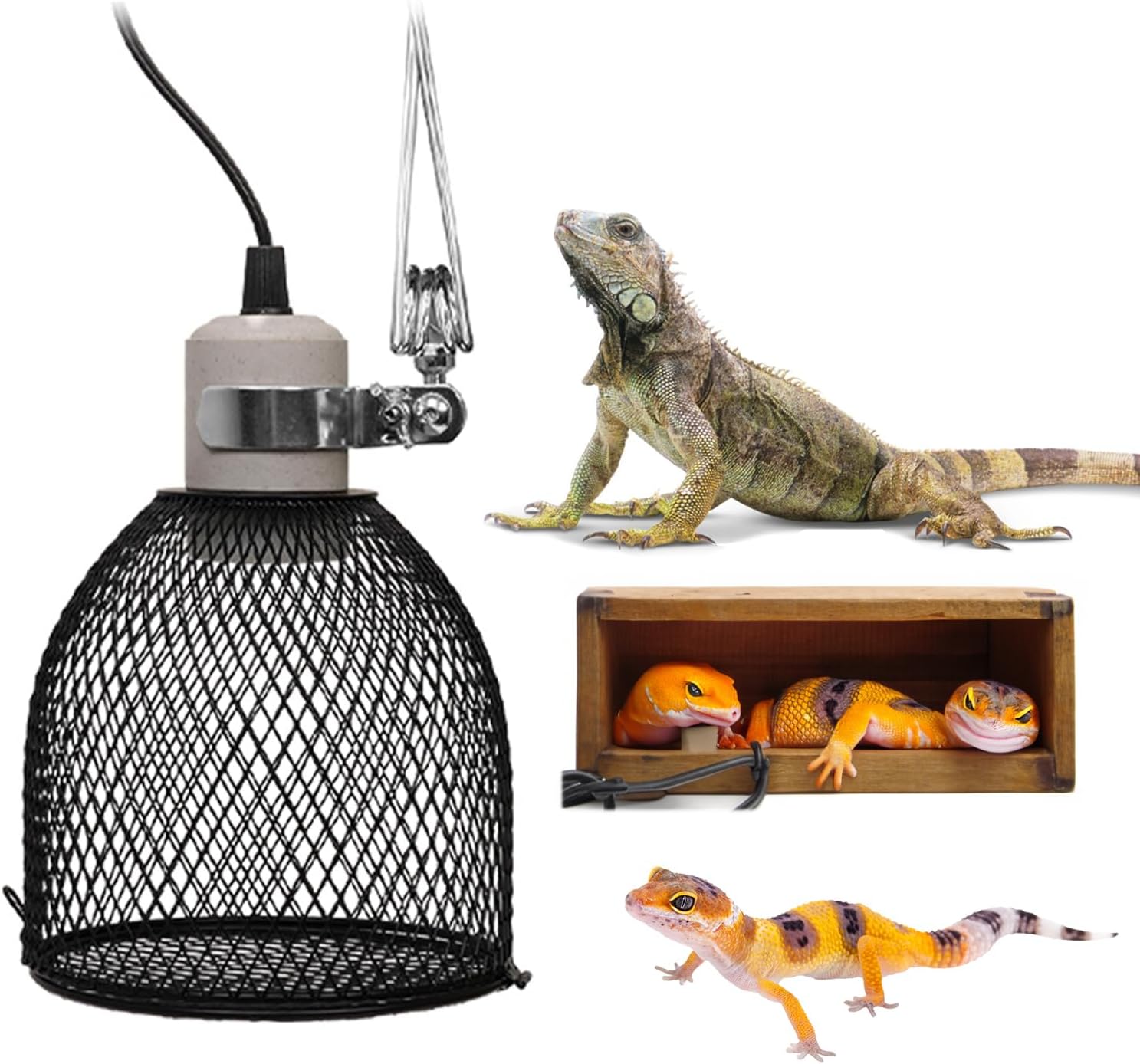 Amazon.com: TobeBright 2Pack Reptile Heat Lamp Guard with 150W E26 ...